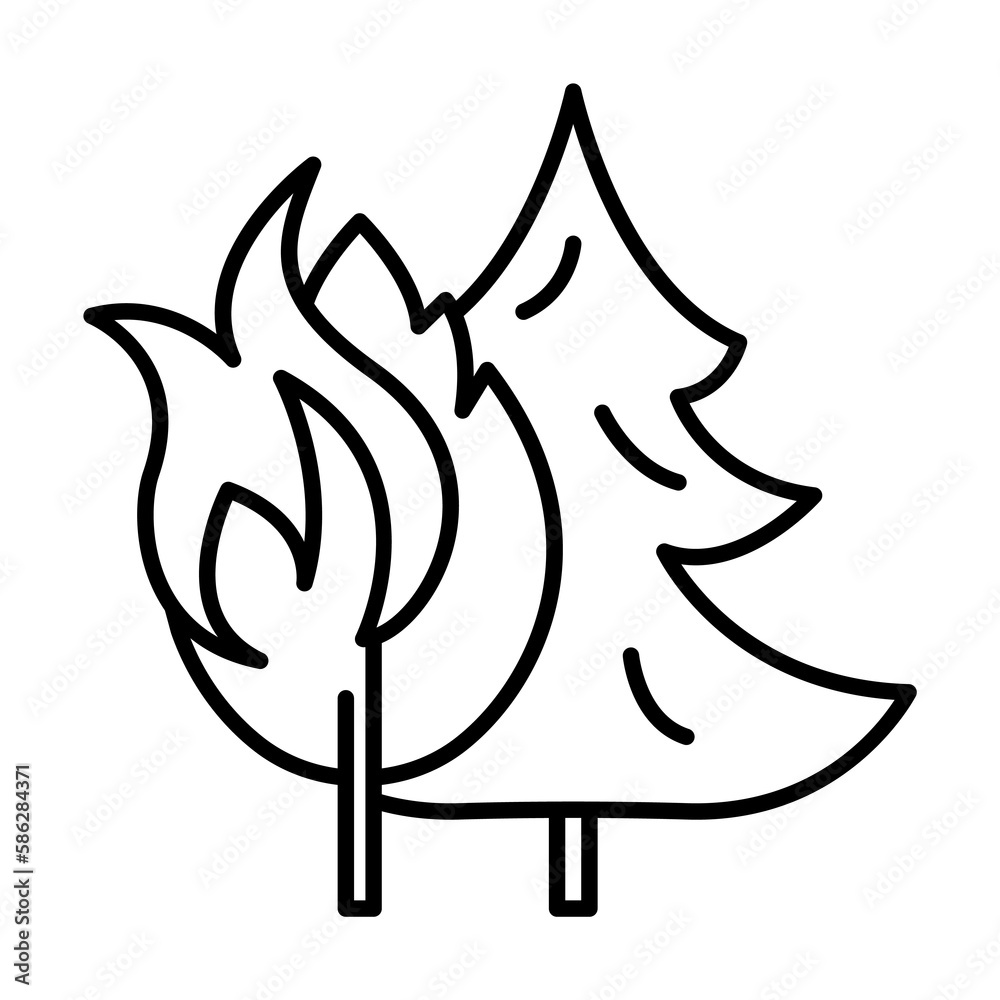 Tree, forest, fire icon. Simple line, outline elements of natural ...