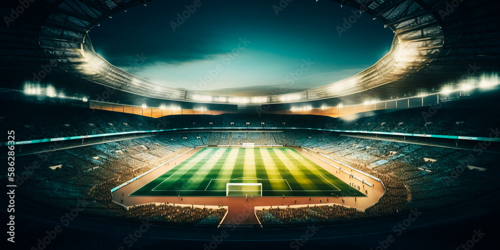 Dramatic soccer stadium. Professional arena are full of fans Stock ...