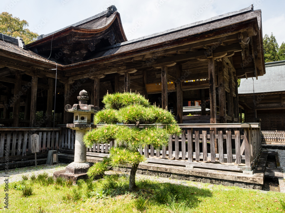 Kochi, Japan - April 6, 2018: On the grounds of historic Tosa shrine ...