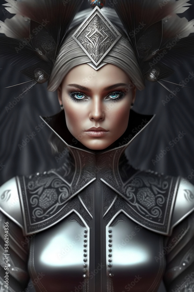 Beautiful fantastic girl in fashion clothes on an abstract mystical ...