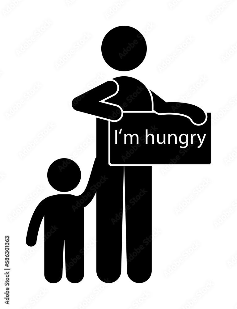 beggar hungry icon. Element of poor man illustration. Premium quality ...