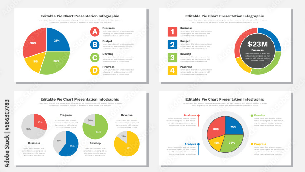 Pie chart infographic presentation template Editable Stock Vector ...