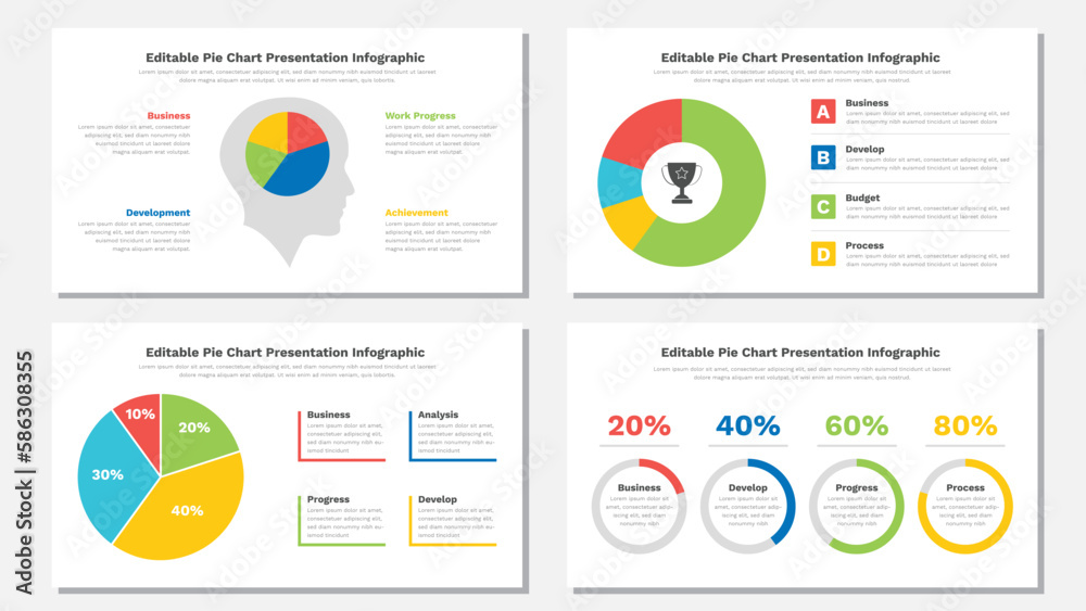 Pie chart infographic presentation template Editable Stock Vector ...