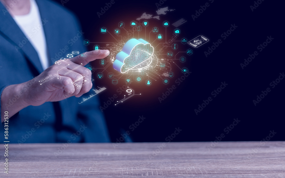 Cloud computing technology concept. business network storage online, a ...