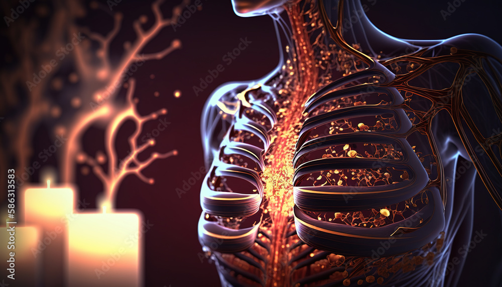 Human skeleton anatomy with blood vessels, medical background. Stock ...