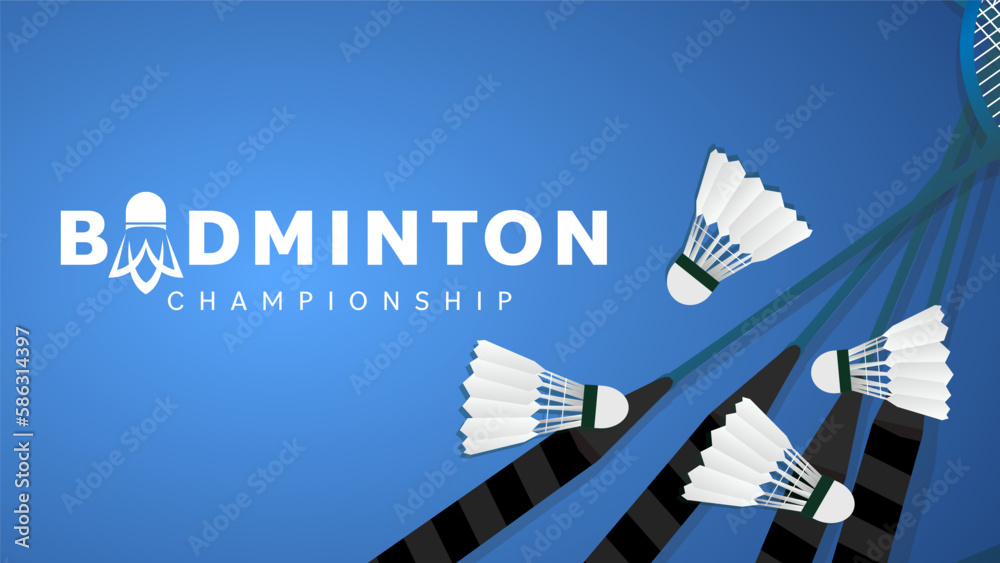 Blue Badminton racket with white badminton shuttlecock , badminton ...