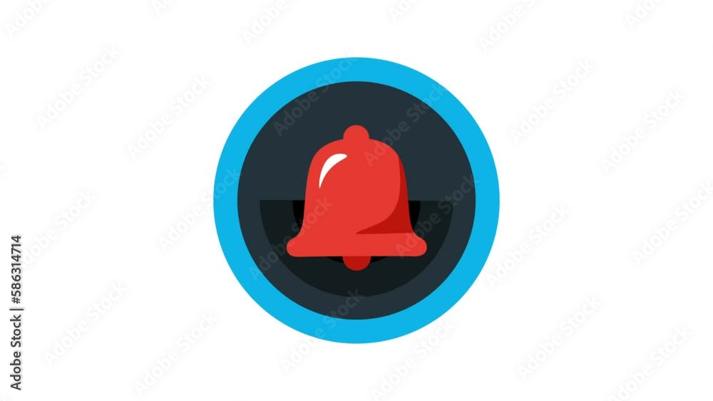 Bell icon. Bell rings sign. Alarm concept. Animation, cartoon, vector ...