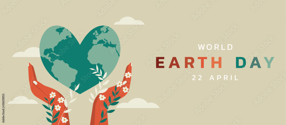 earth day concept with human hands holding heart shape planet for ...