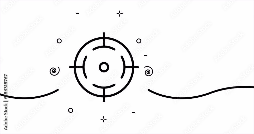 Sniper scope with a dot inside. Accuracy concept. One line drawing ...