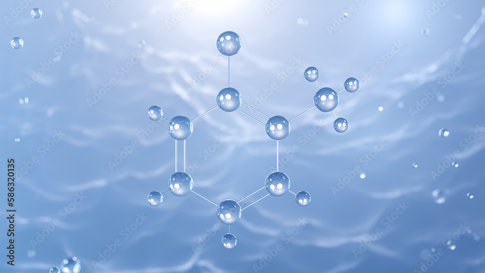 o-cresol molecular structure, 3d model molecule, isomer of p-cresol and ...