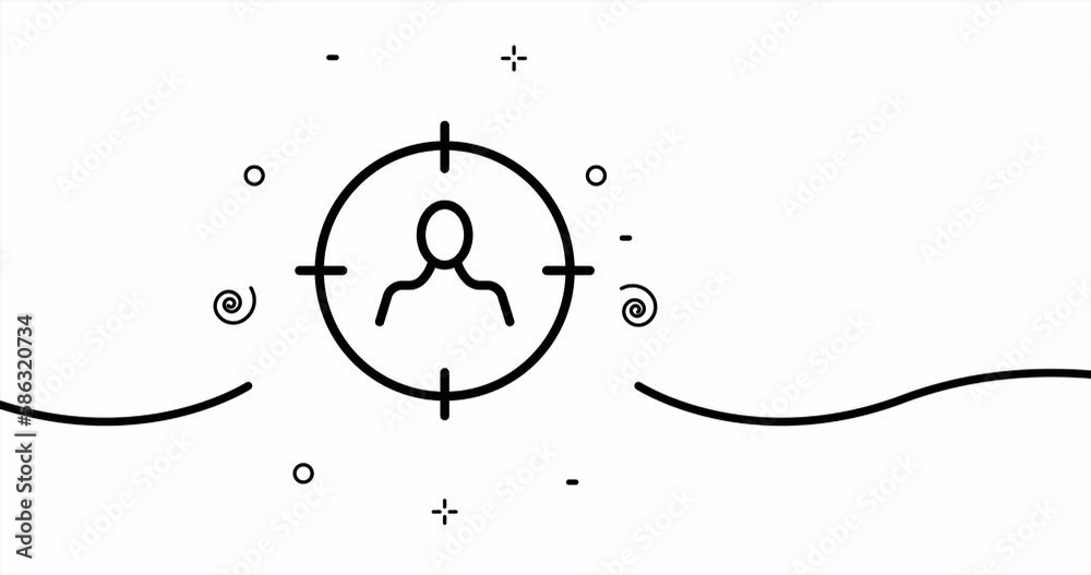 Sniper scope with a man inside. Accuracy concept. One line drawing ...