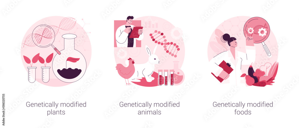 Biotechnology in agriculture abstract concept vector illustration set ...