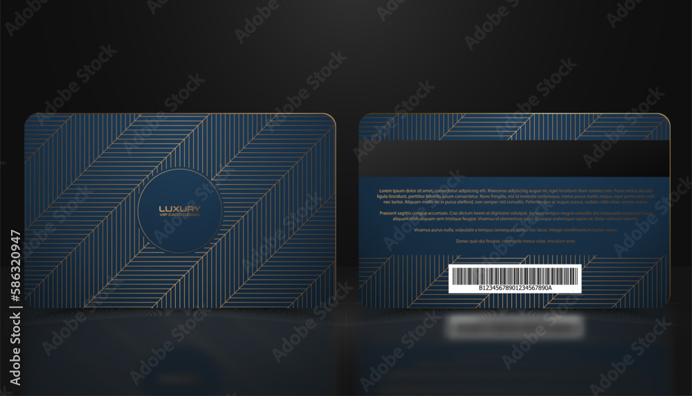 Vector template of membership or loyalty blue gold VIP card with luxury ...
