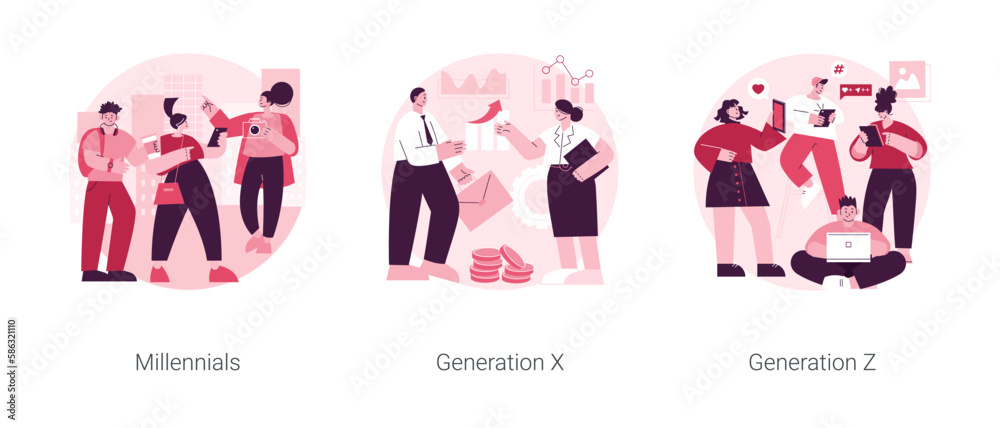 Generational change abstract concept vector illustration set ...