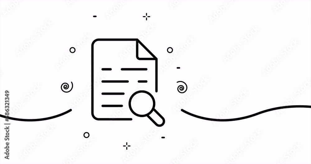 File with magnifying glass icon. Information concept. One line drawing ...