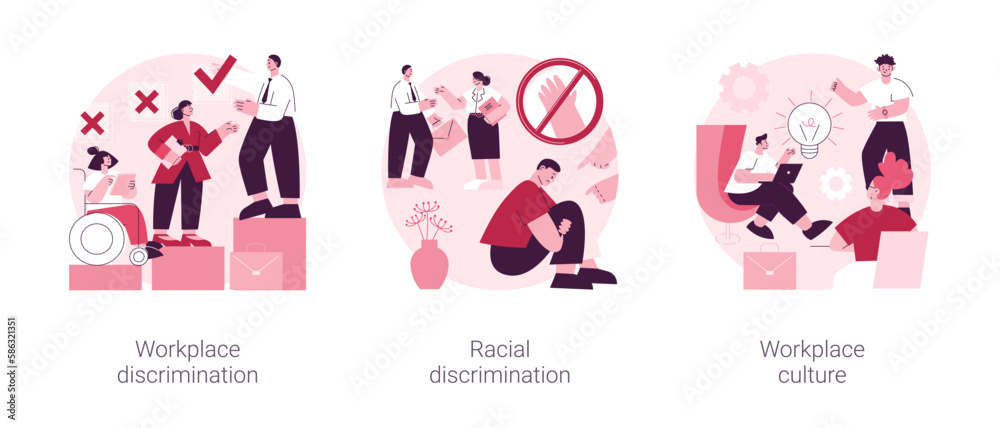 Workplace culture abstract concept vector illustration set. Workplace ...