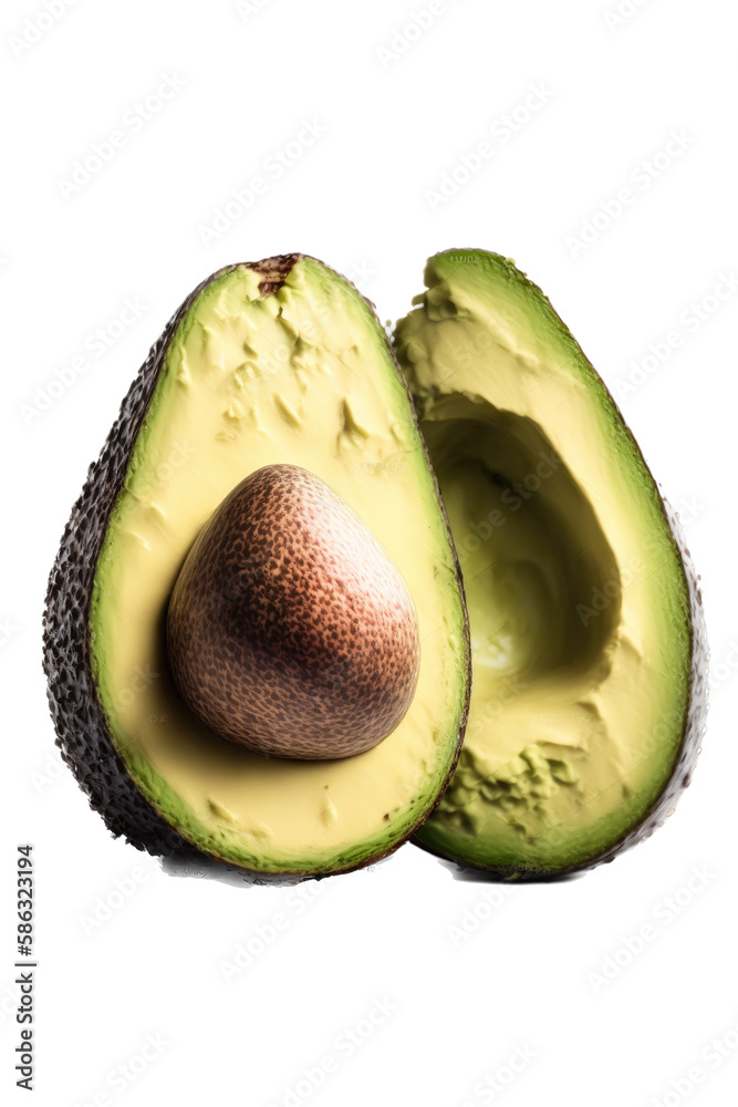 a food-themed photographic illustration featuring a single ripe sliced ...