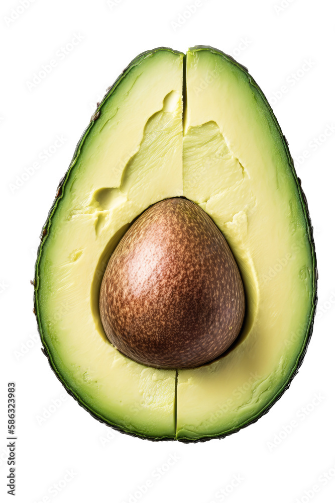 a food-themed photographic illustration featuring a single ripe sliced ...