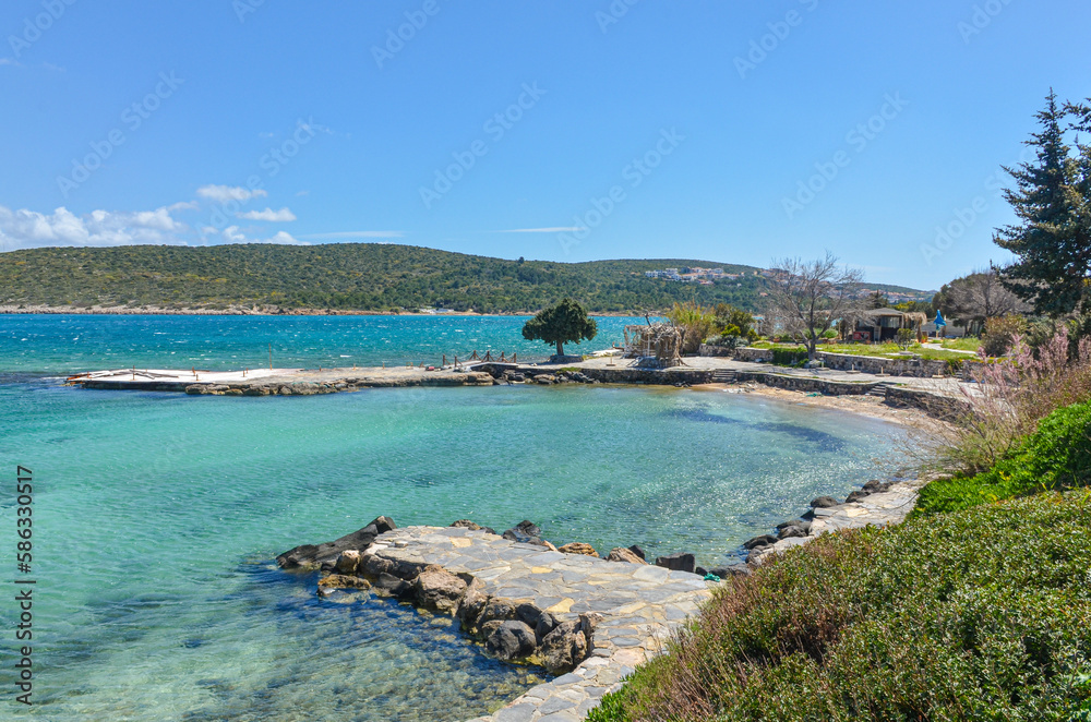 small cove with crystal clear water on Dodo Beach in Ardic (Cesme ...
