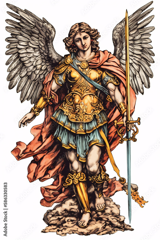 St. Michael the Archangel Illustration. Archangle Saint Michael. Generative Ai. Protection and ...