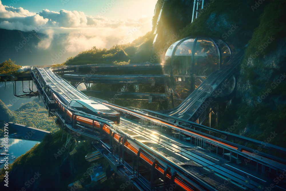 A groundbreaking vehicle elevates above the terrain, exemplifying the ...