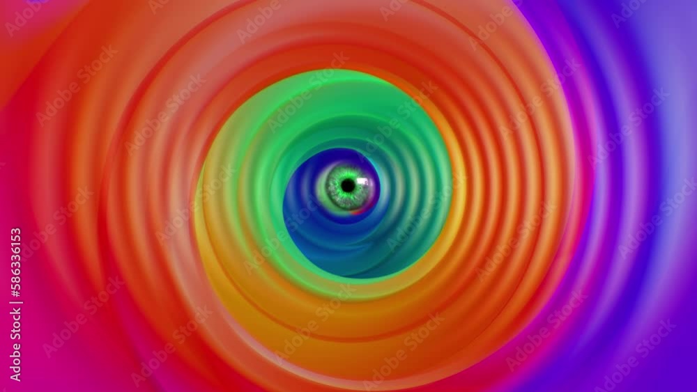 Peephole Eye Rainbow Spectrum Forms Hypnotic Motion Background. Eye ...