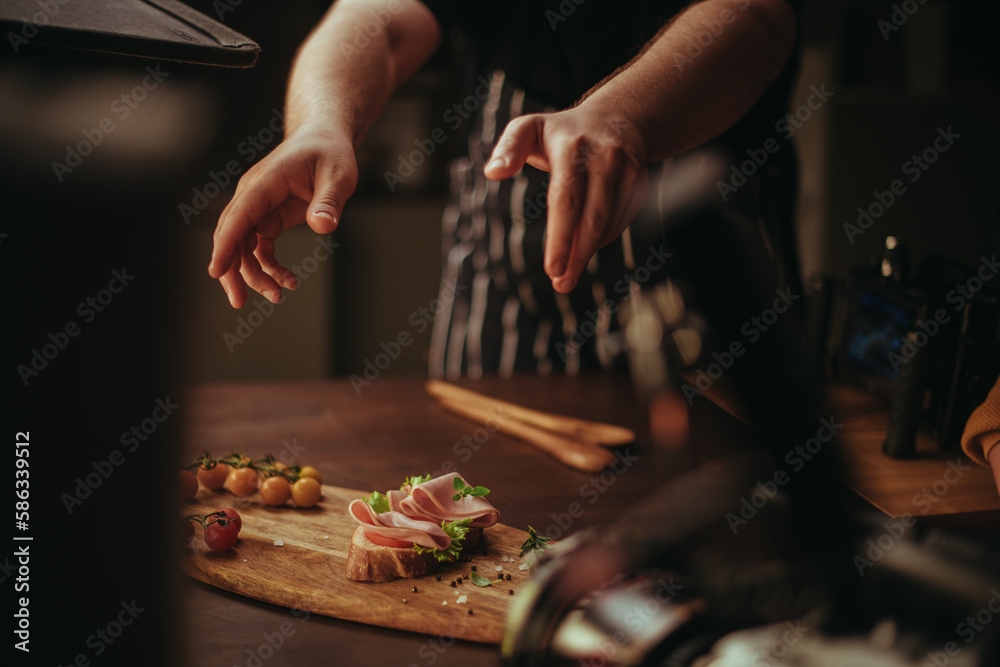 Professional shooting of food in advertising and cinema. Close-up. The ...