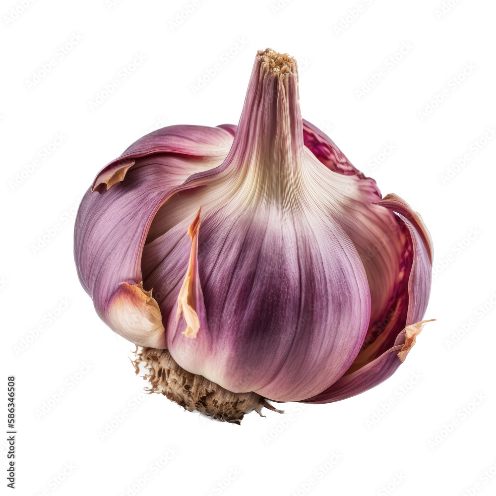 a cooking-themed illustration photo featuring isolated purple garlic ...