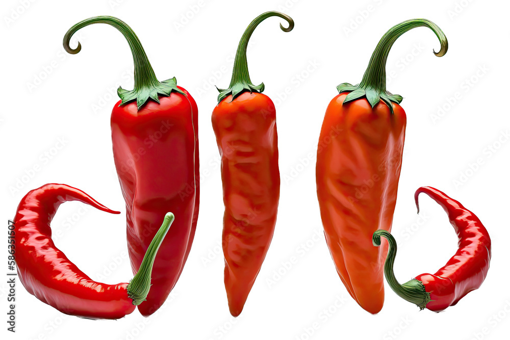 a kitchen-themed photographic illustration of a group of isolated red ...