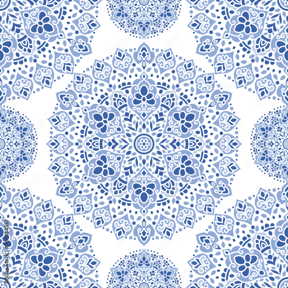 Blue and white Turkish seamless pattern with luxury floral ornament ...