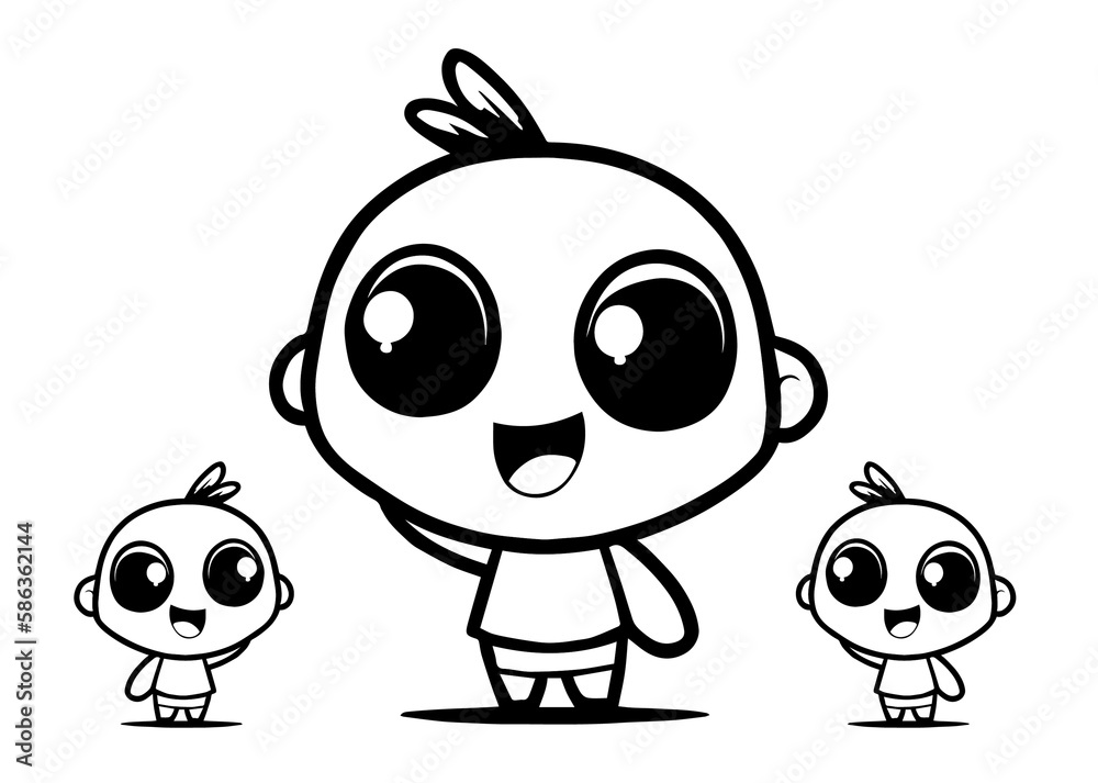 Vetor de Cute baby alien Kid cartoon character vector art drawing ready ...