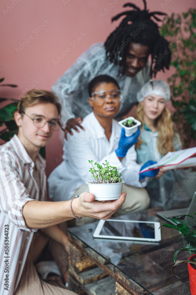 International group of diverse multiracial students working on the ...