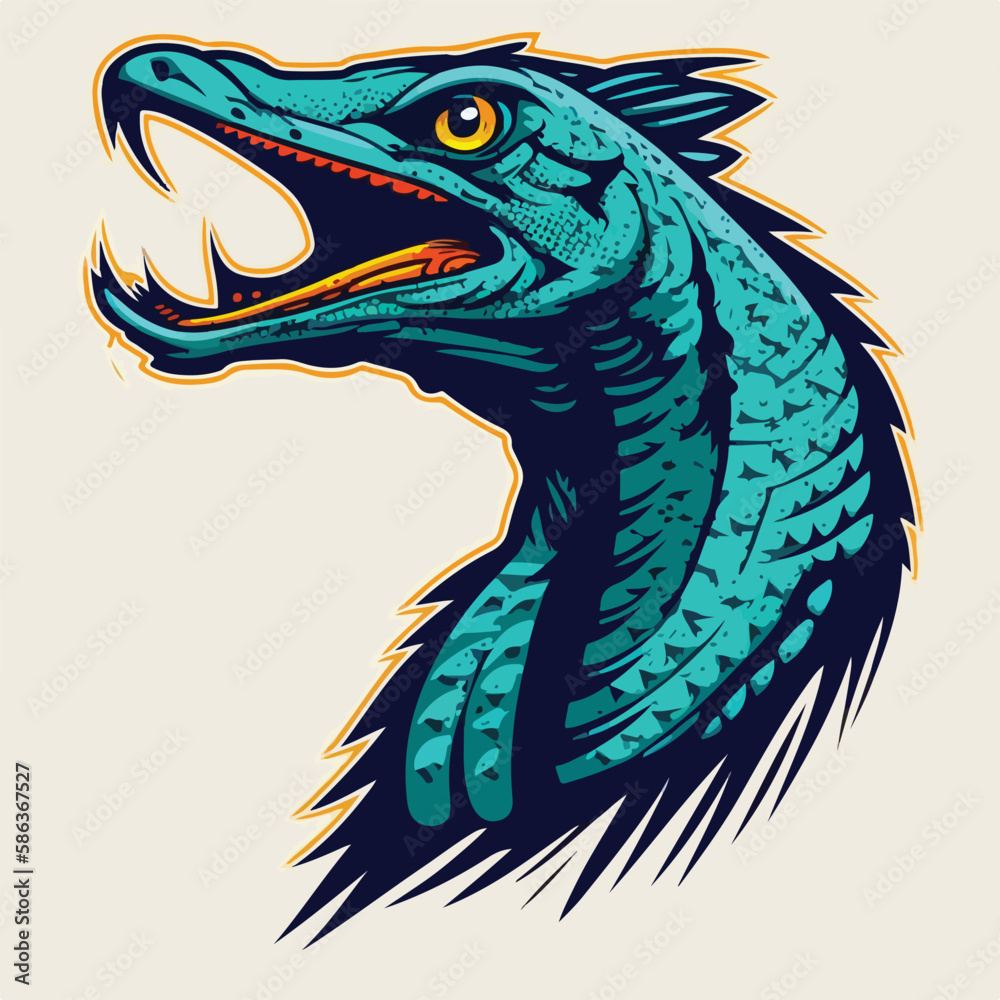 Monitor lizard or wild animal roaring muzzle for sport team mascot ...