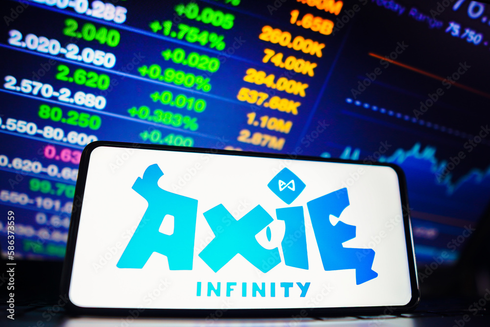 March 28, 2023, Brazil. In this photo illustration, the Axie Infinity ...