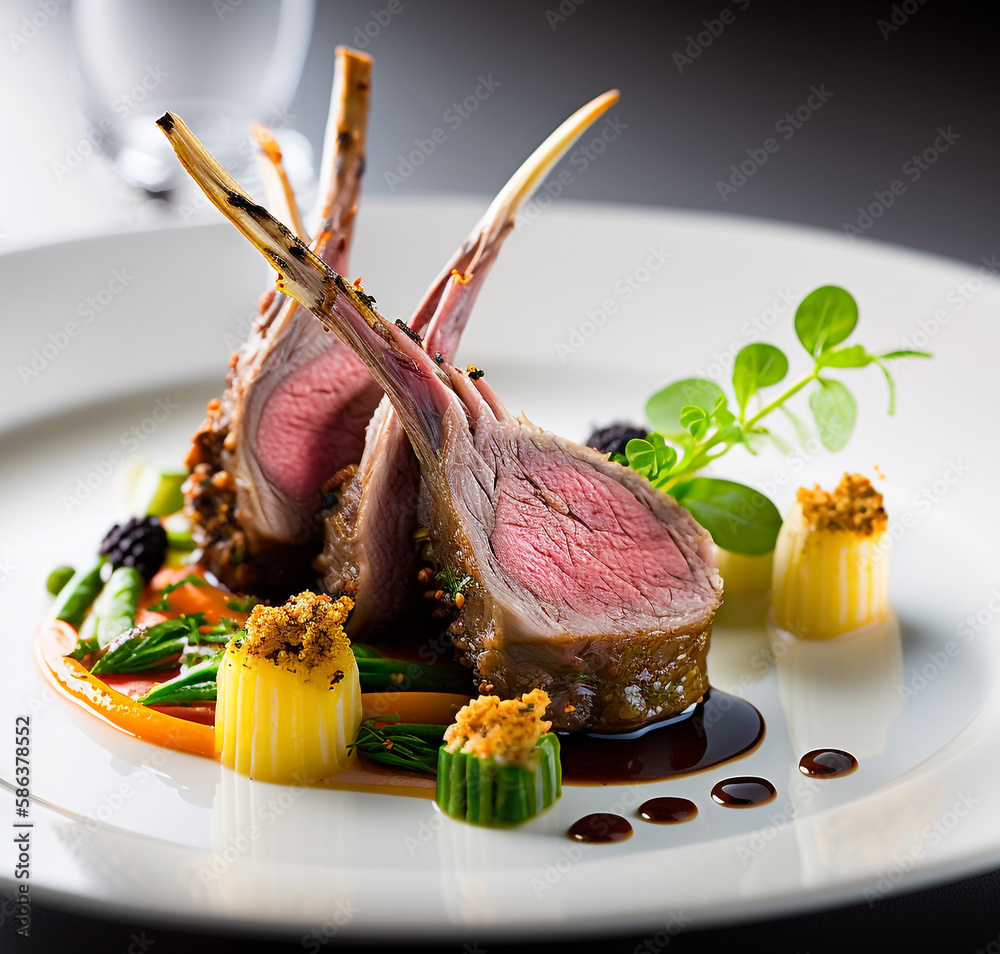 The Timeless Classic of Lamb Rack Fine Dining. AI Generated Art ...