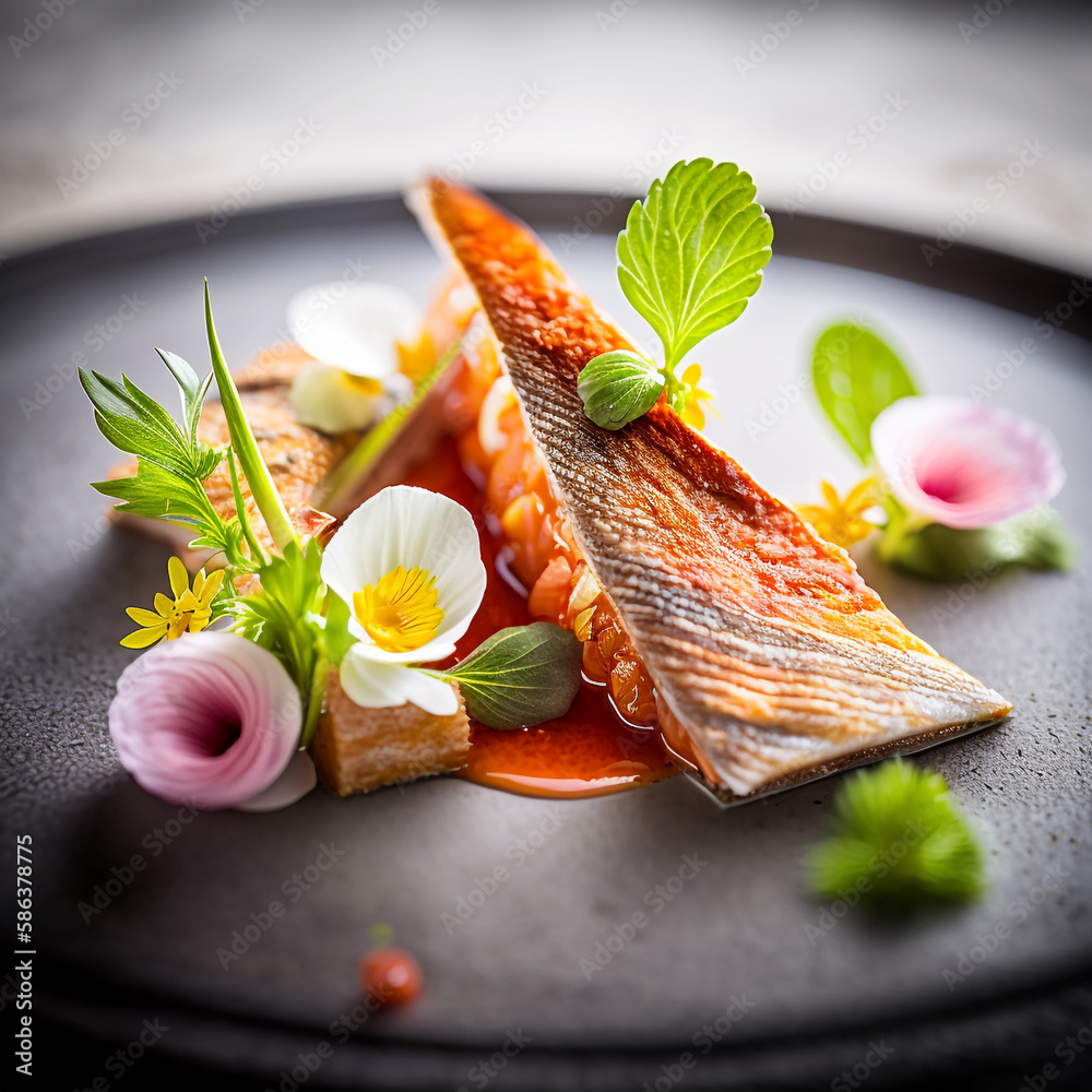 The Perfect Bite: Delicious Red Mullet Dish with Vegetables in a Spring ...