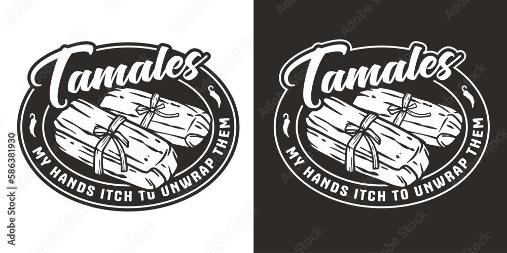 Tamale vector with corn leaves for logo or emblem. Traditional latin ...