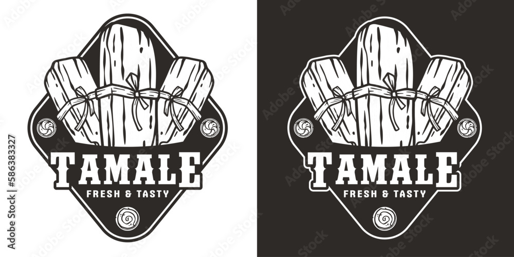 Tamale vector with corn leaves for logo or emblem. Traditional latin ...