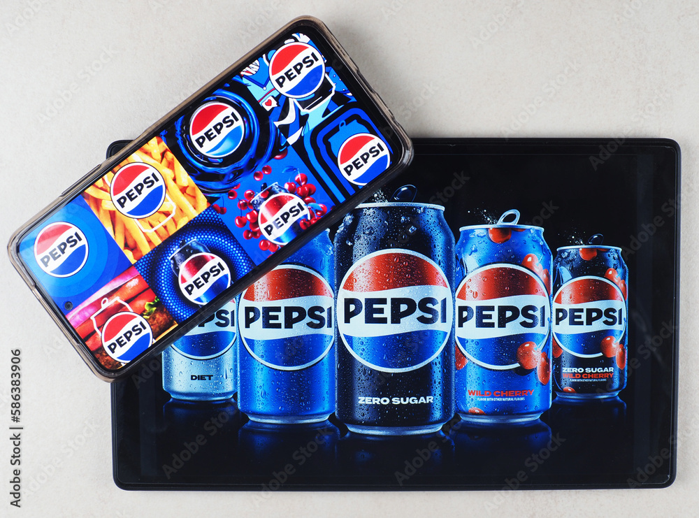 In this photo illustration, the new Pepsi logo on a smartphone and ...