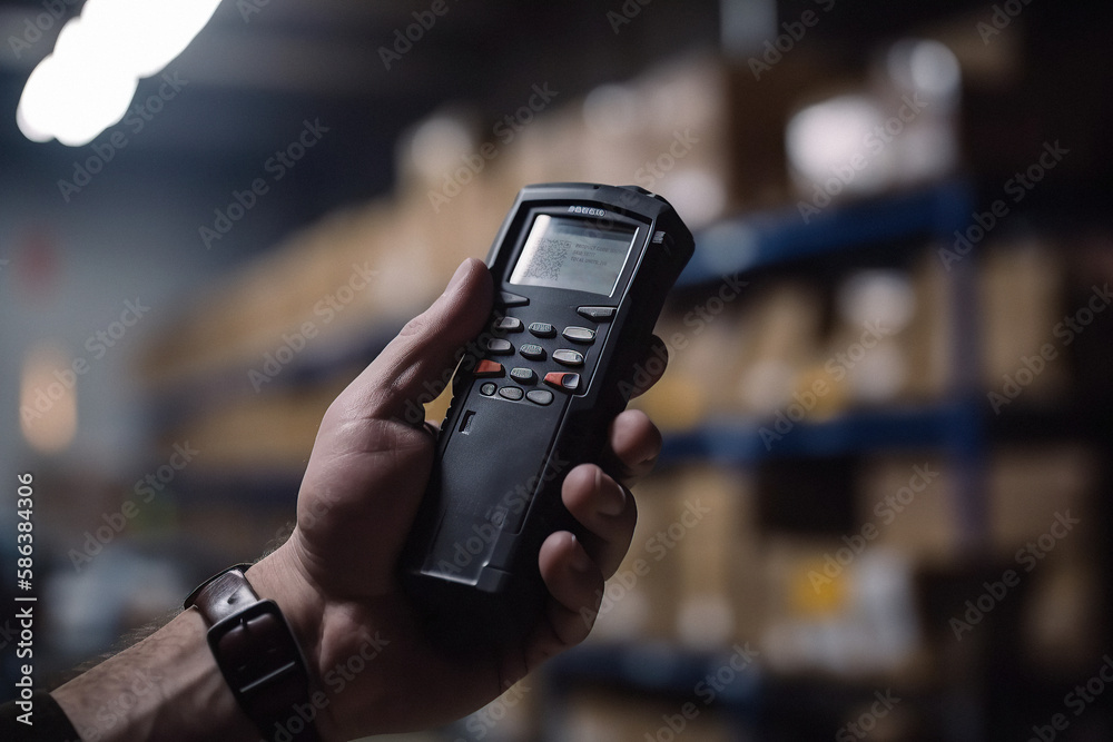 Tracking Inventory. A skilled worker using a handheld scanner to keep ...