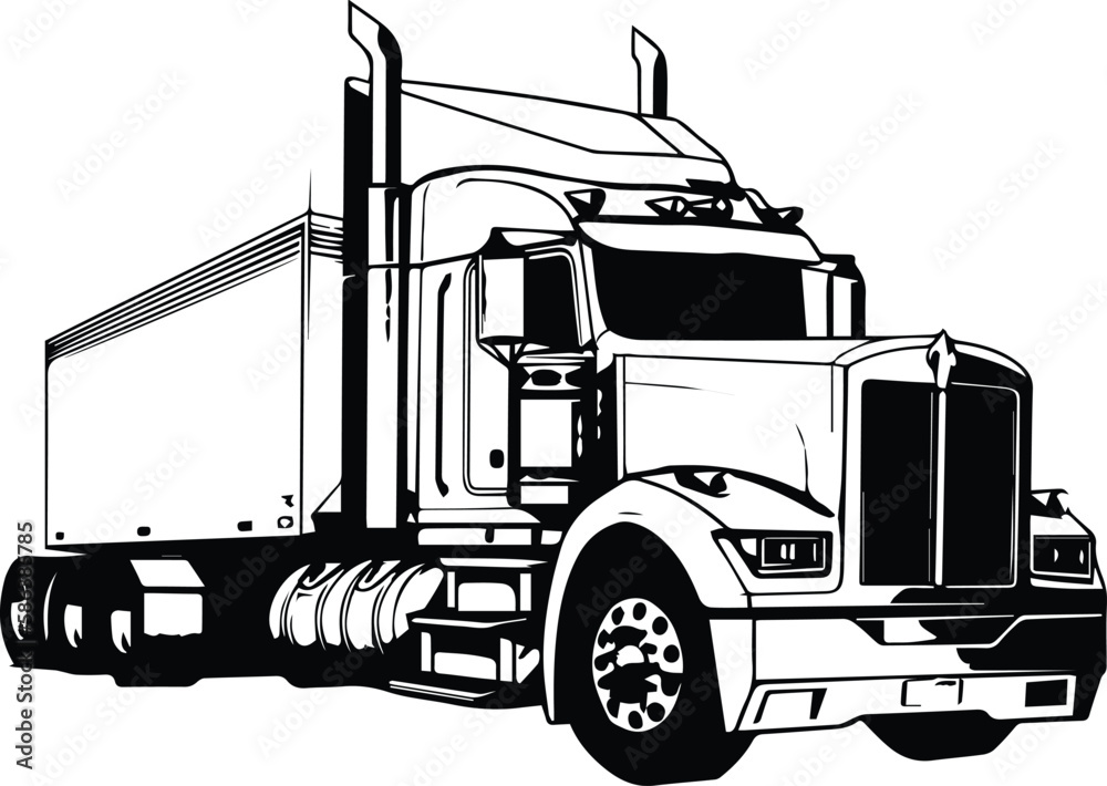 18 Wheeler Logo Monochrome Design Style Stock Vector | Adobe Stock