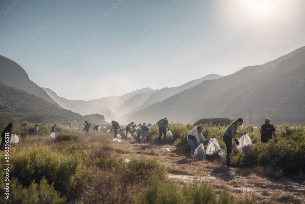Uniting for the Planet. Earth Day. Volunteers Clean Up the Environment ...