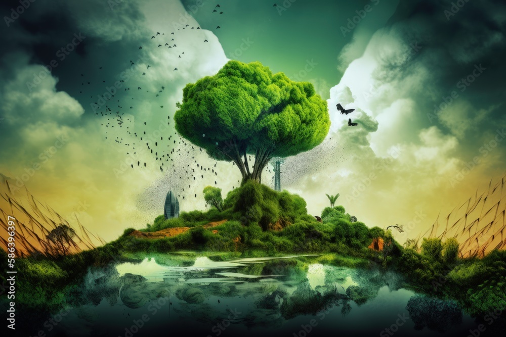 The Fragility of Nature. A Surreal Depiction of Climate Change, created ...