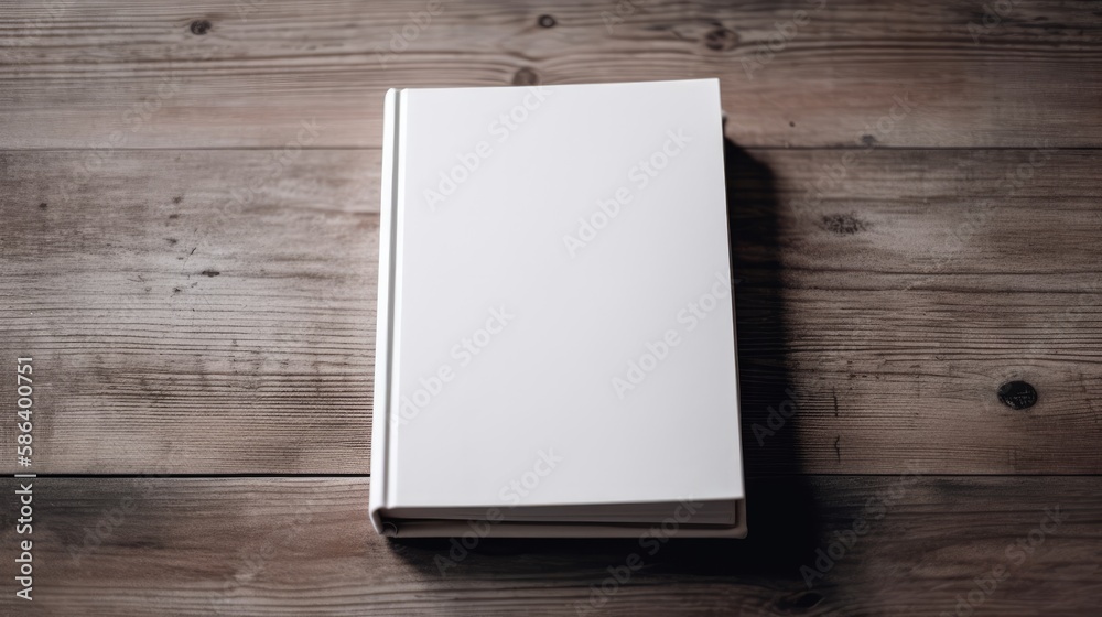 A blank white book mock-up ready for your cover, laying on a desk ...