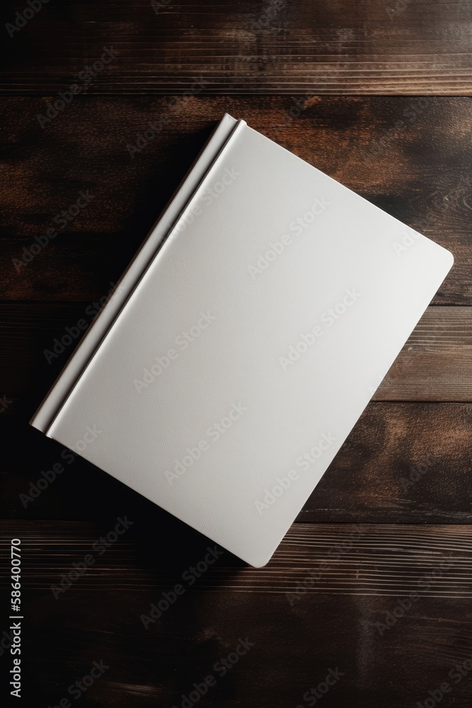 A blank white book mock-up ready for your cover, laying on a desk ...