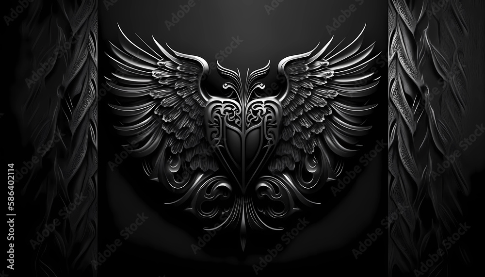 Wings with black color background. HD Wallpaper. Illustration ...