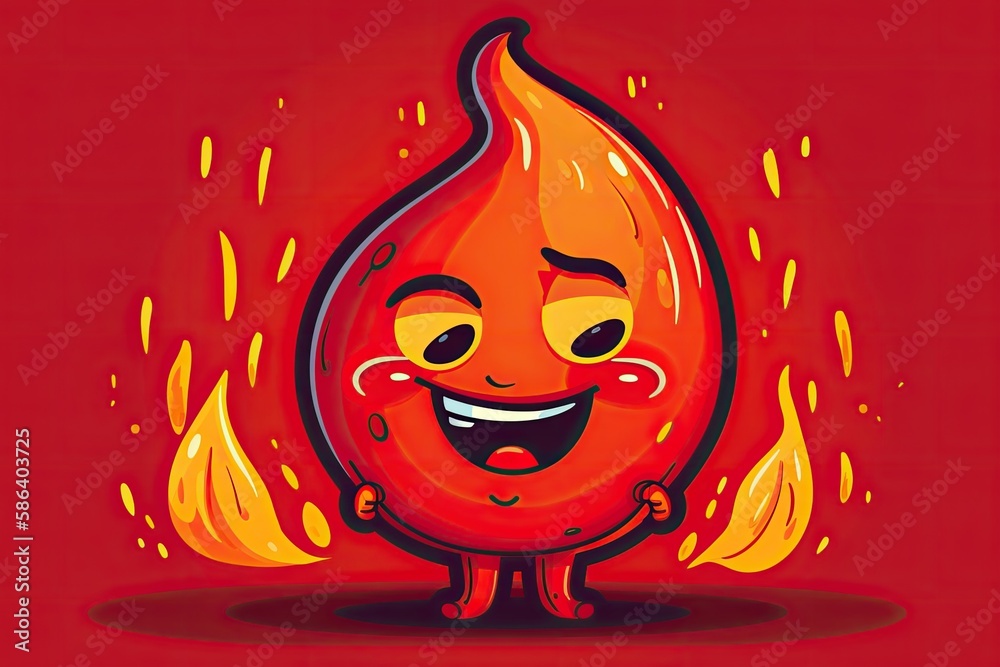 cartoon fire extinguisher on a red background. Generative AI Stock ...