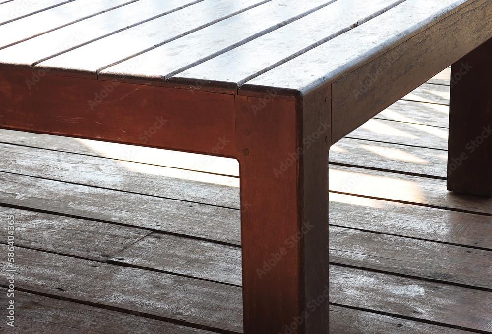 Fotografia do Stock: Wood table set in thai style house. empty table ...