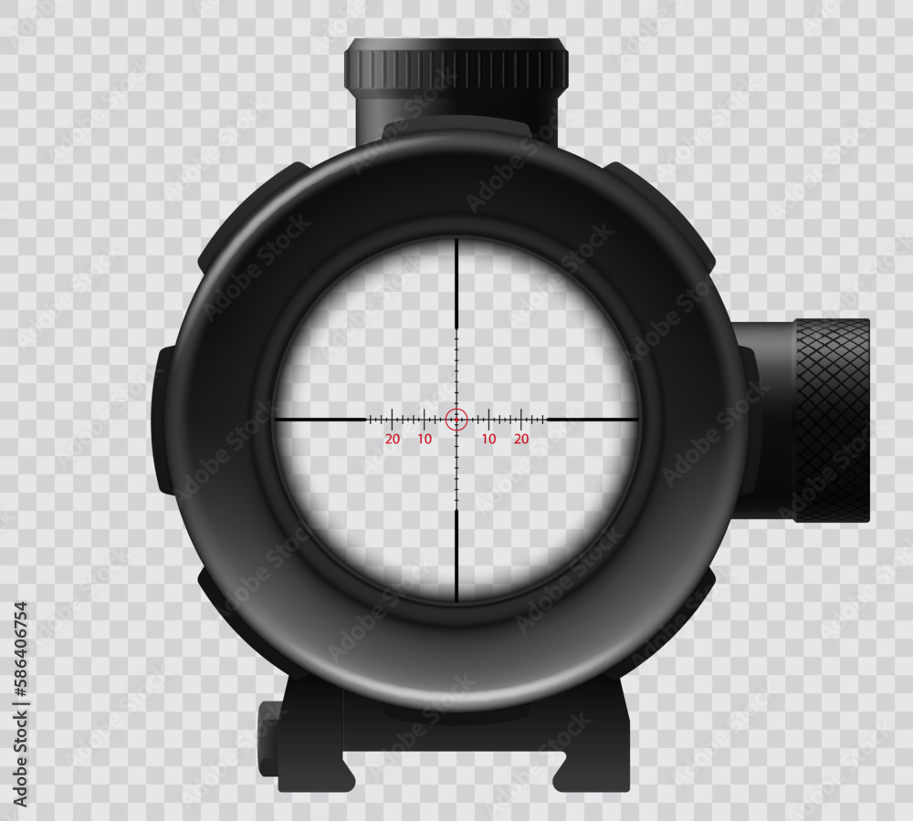 Military sniper scope, sight view target, isolated vector crosshair of gun. Realistic 3d weapon ...