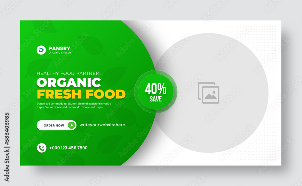Organic and Healthy Food Banner Template. Organic Food Social Media ...